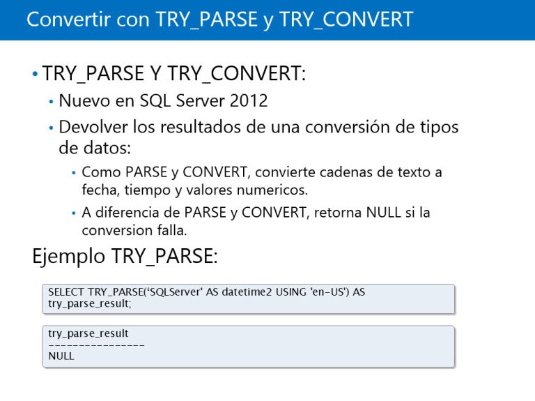 TRY_PARSE y TRY_CONVERT – visOal